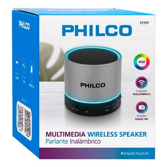 PARLANTE PORTATIL WIRELESS-USB P295 PLATA - Philco Chile